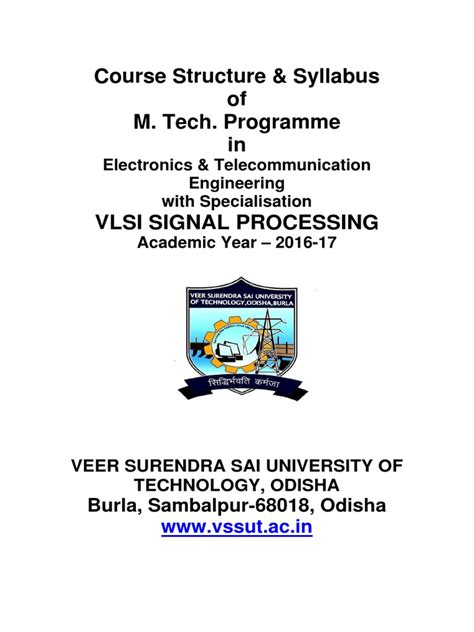 Course Structure And Syllabus Of M Tech Programme In Vlsi Signal Processing Pdf Digital