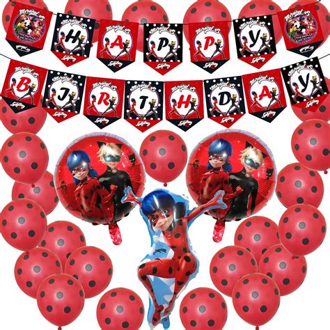 28pcsmiraculous Ladybug Balloons Setmiraculous Ladybug Party