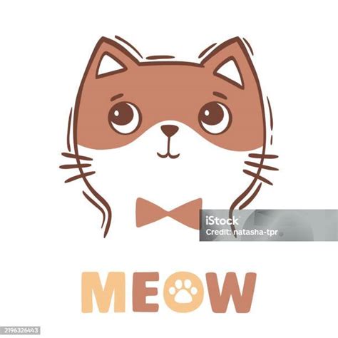 손으로 그린 벡터 일러스트 레이 션 고양이 얼굴 초상화 어린이를 위한 귀여운 프린트 색칠 인사말 카드 보육원 가축에 대한 스톡 벡터 아트 및 기타 이미지 Istock