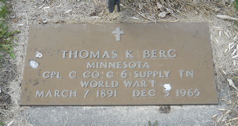 Thomas Kingo Berg 1891 1965 Mémorial Find A Grave