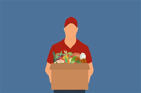 온라인 음식 배달 서비스 고객의 집에 식료품 주문을 배달 택배 가정 생활에 대한 스톡 벡터 아트 및 기타 이미지 가정 생활