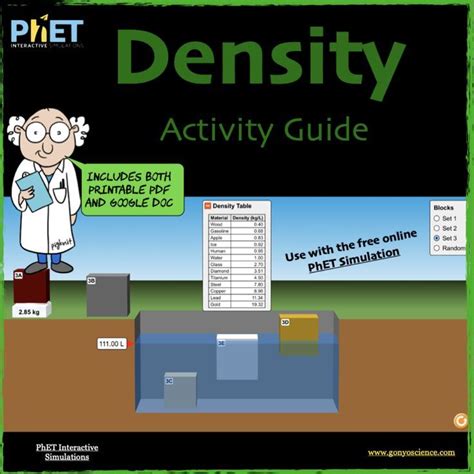 Phet Density Activity Guide Density Activities Science Lessons Activities