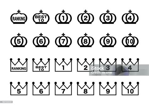 순위 아이콘 집합의 벡터 그림입니다 1에서 10까지의 숫자와 다양한 유형의 디자인 1위에 대한 스톡 벡터 아트 및 기타 이미지 1위 개체 그룹 검은색 Istock