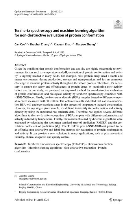 Pdf Terahertz Spectroscopy And Machine Learning Algorithm For Non Destructive Evaluation Of