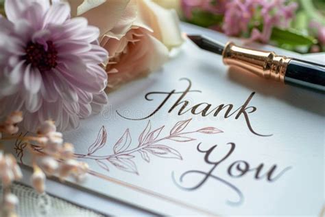 Elegant Thank You Card Featuring Beautiful Calligraphy And Floral