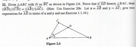 Solved Given AABC With D On BC As Shown In Figure Chegg Com