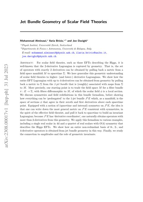 Pdf Jet Bundle Geometry Of Scalar Field Theories