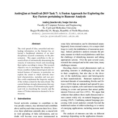 Andrejjan At Semeval 2019 Task 7 A Fusion Approach For Exploring The Key Factors Pertaining To