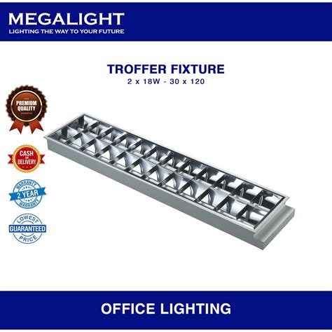 2 X 18w Megalight Recessed Type Troffer Fixture Housing Lights For Office Space Shopee Philippines