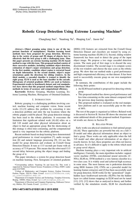 Pdf Robotic Grasp Detection Using Extreme Learning Machine