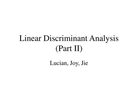 PPT Linear Discriminant Analysis Part II PowerPoint Presentation Free Download ID 379433
