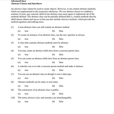 Solved Abstract Classes And Interfaces An Abstract Class Chegg