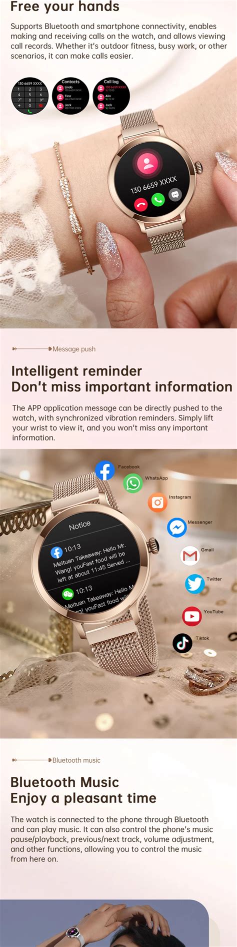 Women Small Amoled Display Smartwatch For Women Fitcloud Pro Custom Wallpapers Calling Pedometer