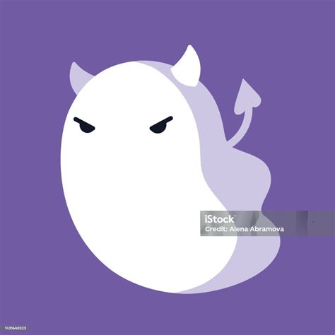 귀여운 유령 행복한 할로윈 유령 캐릭터 짜증나는 표현 생물 뿔이있는 재미있는 무서운 마법 악마 미스터리 크리에이티브 Nowaday 벡터 클립 아트 10월에 대한 스톡 벡터