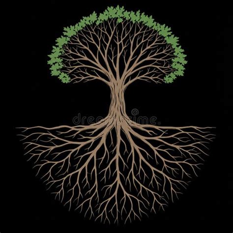 A Stylized Illustration Of A Tree With Intricate Branches Extending Symmetrically Above And