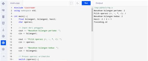 Cotoh Program C Calculator Dan Penjelasannya Fix Coding