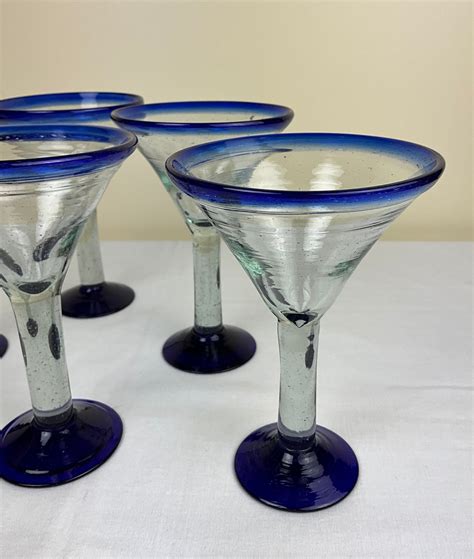 Vintage Cobalt Blue Margarita Glasses ~ Azteas Design Mexican Hand