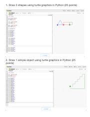 Python Turtle Pdf 1 Draw 3 Shapes Using Turtle Graphics In Python 25 Points 2 Draw 1 Simple