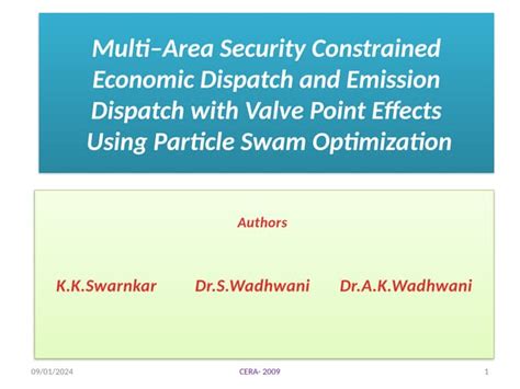 Multiarea Security Constrained Economic Dispatch Ppt Free Download