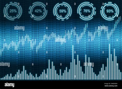 Glowing Virtual Screen With Spreadsheet Stock Data And Percentage