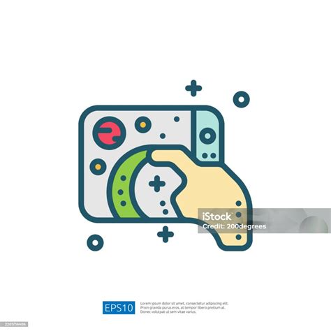 카메라를 들고 있는 손의 양식화된 일러스트로 장식적인 요소로 사진을 찍는 행위를 강조합니다 각도에 대한 스톡 벡터 아트 및 기타 이미지 Istock