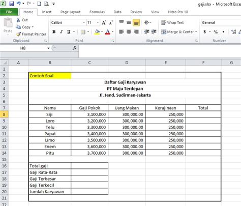 Contoh Soal Excel Sum Average Min Max Tutorial Excel Contoh Soal