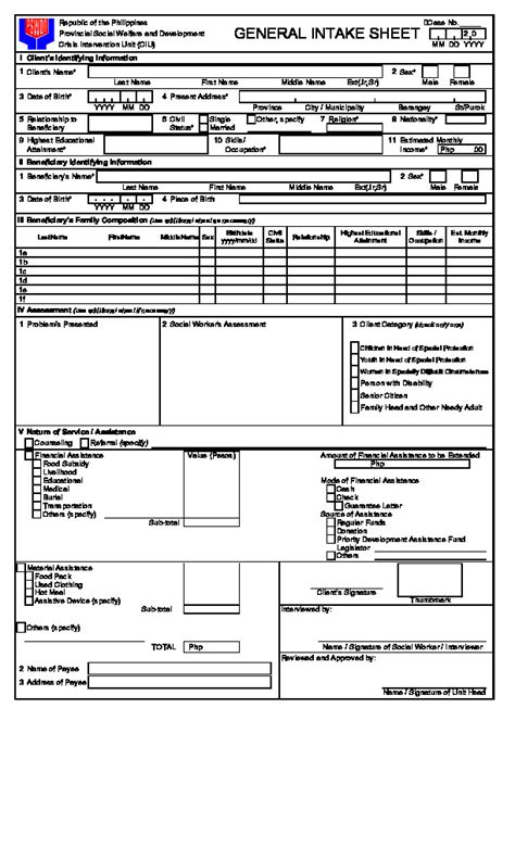 General Intake Sheet I Clients Identifying Information Pdfcoffeecom