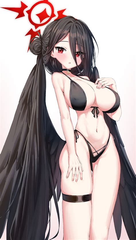 Cobe Hasumi Blue Archive Blue Archive Highres Bikini Black Bikini Black Hair Blush