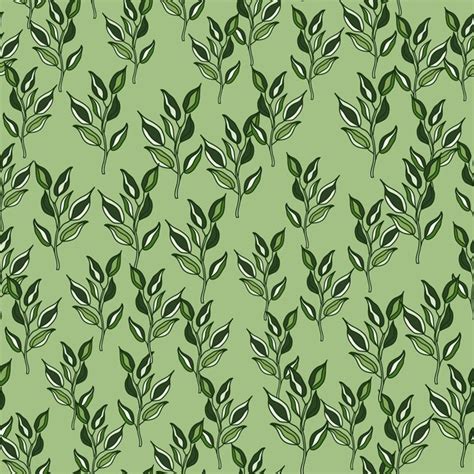 Premium Vector Seamless Pattern Branches With Leaves Organic Background