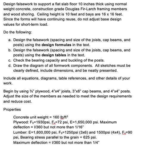 Solved Design Falsework To Support A Flat Slab Floor 10