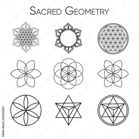 Sacred Geometry Outline Shapes Vector Set Stock Vector Adobe Stock