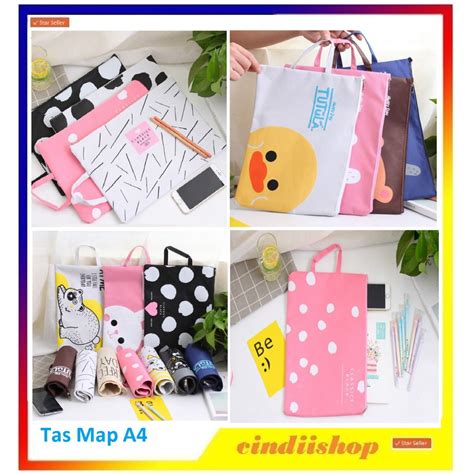 Jual Tas Map Sleting File Dokumen Zipper A4 Bahan Kain Nilon Oxford Motif Kartun Resleting A 4
