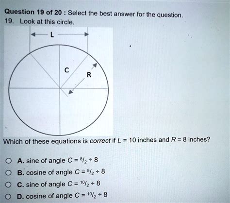[get Answer] Question 19 Of 20 Select The Best Answer For The Question 19 Look At This Circle