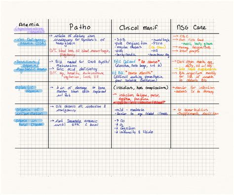 Anemias Chart And Notes Anemia Hypoliferative Patho Clinical Man If Msg