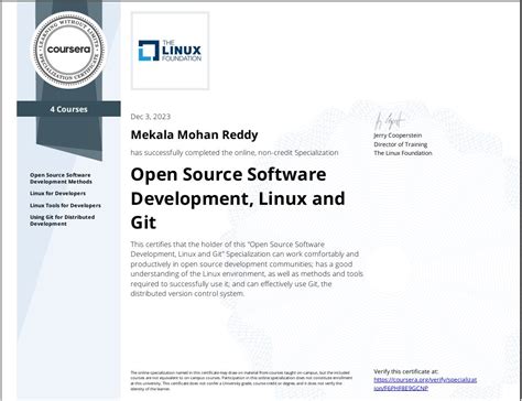 Linuxfoundation Opensource Coursera Linux Git Devops Versioncontrol Mohan Reddy Mekala