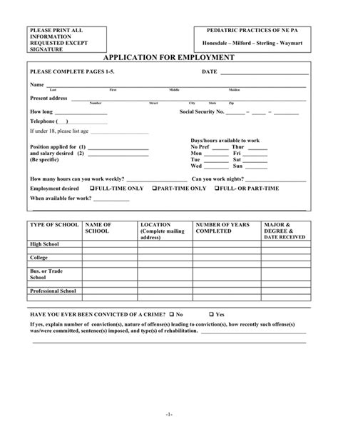 Sample Employment Application Form In Word And Pdf Formats