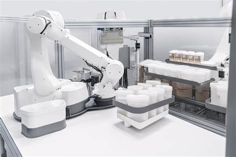 Packaging And Sorting Robot With Its Arms Sorting Out Different Products Stock Illustration