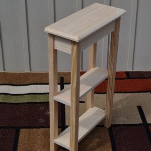 Unfinished 18 Narrow Console Sofa Beveled Edge Pine Table W 2 Shelves