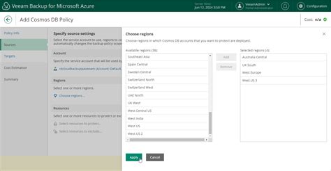 Step 3b Select Regions Veeam Backup For Microsoft Azure Guide