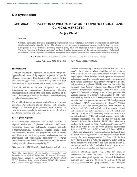 Pdf Chemical Leukoderma Whats New On Etiopathological And Clinical
