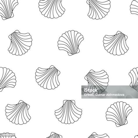 윤곽선 조개 무늬 디자인 해양 생물 패턴입니다 조개 배경입니다 낙서 패턴입니다 손으로 그린 바다 조개 무늬 디자인 가리기에 대한 스톡 벡터 아트 및 기타 이미지 Istock