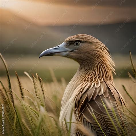 A Magnificent Greater Rhea Bird Standing Tall On The Grassy Terrain It Is A Large And