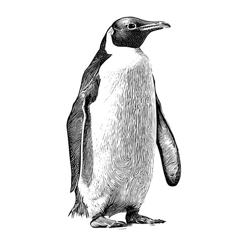 Premium Vector A Black And White Drawing Of A Penguin With A Black