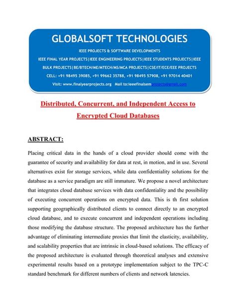 ieee 2014 dotnet cloud computing projects distributed concurrent and independent access to