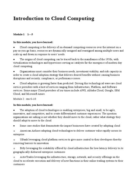 Introduction To Cloud Computing Pdf Cloud Computing Software As A Service