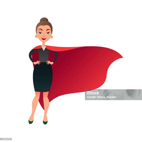 여자 슈퍼 히어로 만화 캐릭터입니다 수퍼 맨의 케이프와 원더 여자입니다 자신감 비즈니스 여자 성공에 집중 했다 아름 다운 여성