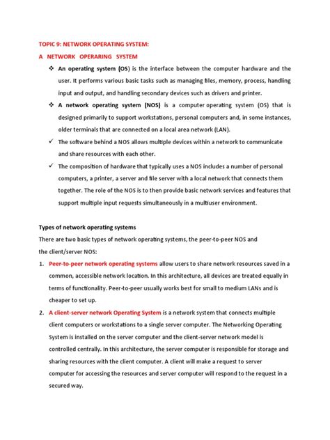 Topic 9 Network Operating System Pdf Ip Address Operating System