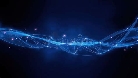 Dynamic Wave Of Interconnected Blue Lines And Glowing Nodes On Dark