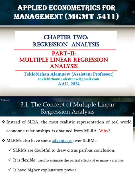 Ch 2 Part Ii Multiple Linear Regression Analysis Pdf Analysis Of Variance Quantitative