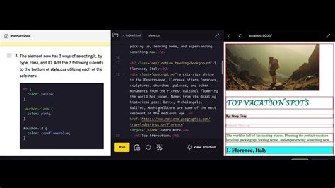 Screen Recording Of A Codecademy Exercise For Specificity In Html And